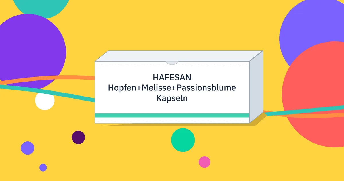 Symbolbild: Packung mit der Aufschrift HAFESAN Hopfen+Melisse+Passionsblume Kapseln (PZN 00233388) – Verfügbarkeit und Bezug in Apotheken in Frankfurt am Main