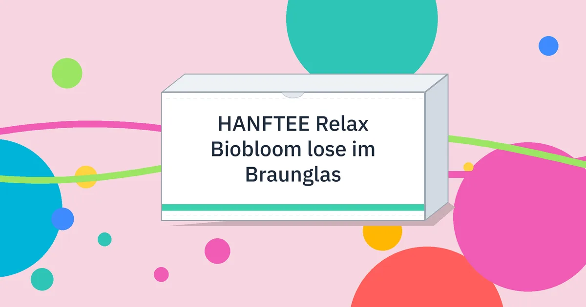 Symbolbild: Packung mit der Aufschrift HANFTEE Relax Biobloom lose im Braunglas (PZN 18296998) – Verfügbarkeit und Bezug in Apotheken in Frankfurt am Main