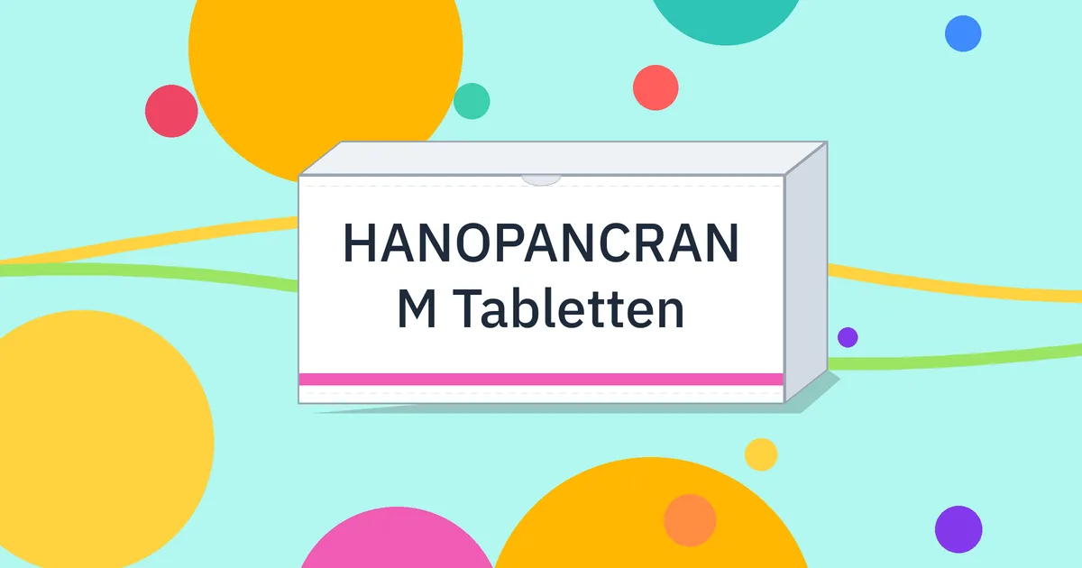 Symbolbild: Packung mit der Aufschrift HANOPANCRAN M Tabletten (PZN 04430387) – Verfügbarkeit und Bezug in Apotheken in Frankfurt am Main