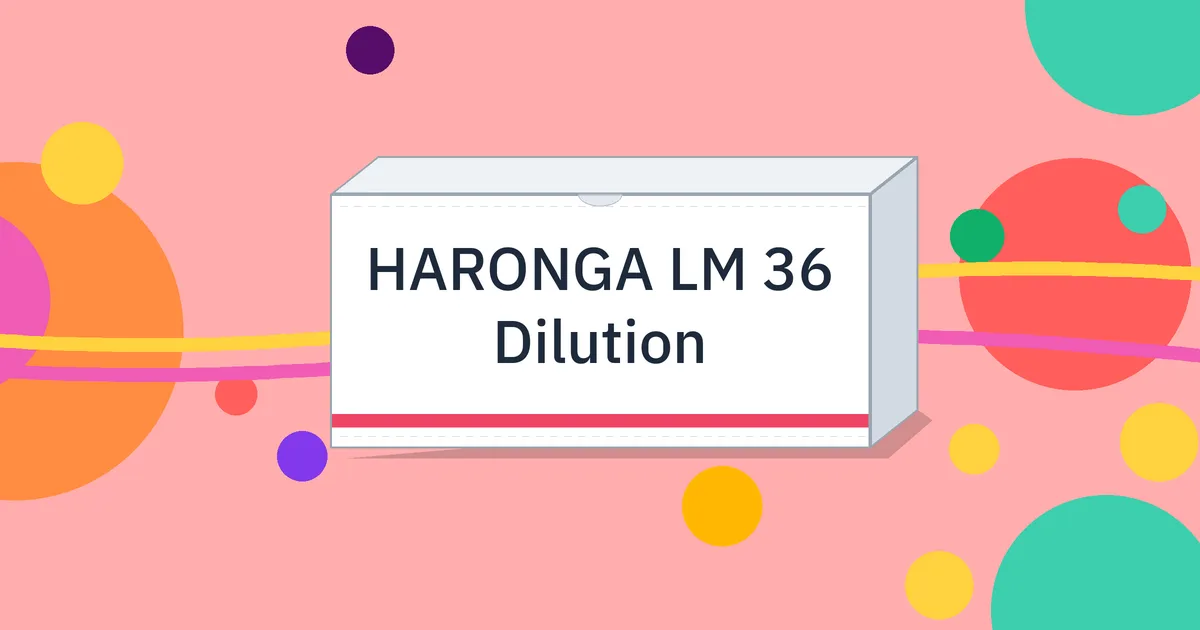 Symbolbild: Packung mit der Aufschrift HARONGA LM 36 Dilution (PZN 13550481) – Verfügbarkeit und Bezug in Apotheken in Frankfurt am Main