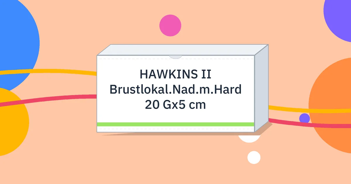 Symbolbild: Packung mit der Aufschrift HAWKINS II Brustlokal.Nad.m.Hard 20 Gx5 cm (PZN 06772169) – Verfügbarkeit und Bezug in Apotheken in Frankfurt am Main