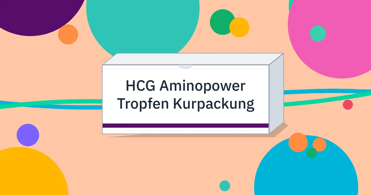 Symbolbild: Packung mit der Aufschrift HCG Aminopower Tropfen Kurpackung (PZN 15433495) – Verfügbarkeit und Bezug in Apotheken in Frankfurt am Main