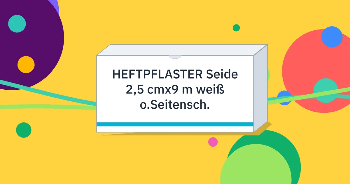 Symbolbild: Packung mit der Aufschrift HEFTPFLASTER Seide 2,5 cmx9 m weiß o.Seitensch. (PZN 10180144) – Verfügbarkeit und Bezug in Apotheken in Frankfurt am Main
