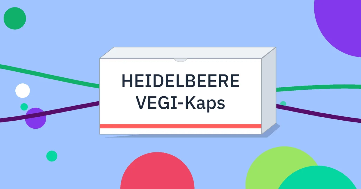 Symbolbild: Packung mit der Aufschrift HEIDELBEERE VEGI-Kaps (PZN 13965354) – Verfügbarkeit und Bezug in Apotheken in Frankfurt am Main
