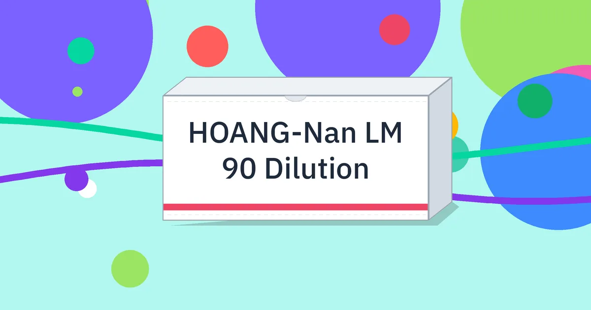 Symbolbild: Packung mit der Aufschrift HOANG-Nan LM 90 Dilution (PZN 12889533) – Verfügbarkeit und Bezug in Apotheken in Frankfurt am Main