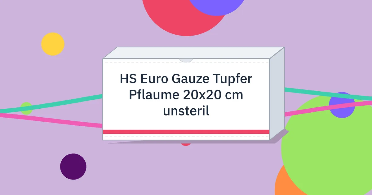 Symbolbild: Packung mit der Aufschrift HS Euro Gauze Tupfer Pflaume 20x20 cm unsteril (PZN 07061559) – Verfügbarkeit und Bezug in Apotheken in Frankfurt am Main