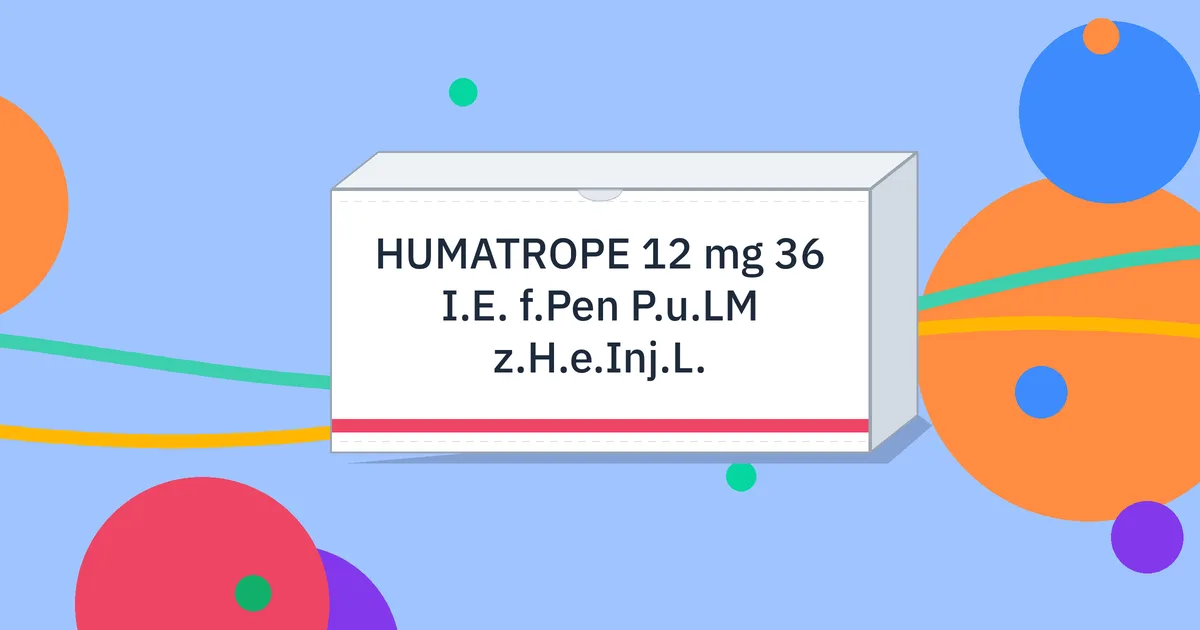 Symbolbild: Packung mit der Aufschrift HUMATROPE 12 mg 36 I.E. f.Pen P.u.LM z.H.e.Inj.L. (PZN 18100328) – Verfügbarkeit und Bezug in Apotheken in Frankfurt am Main