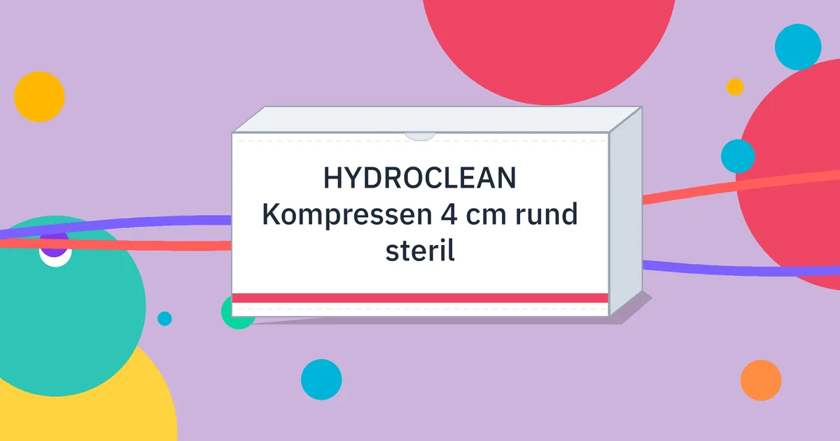 Symbolbild: Packung mit der Aufschrift HYDROCLEAN Kompressen 4 cm rund steril (PZN 14289731) – Verfügbarkeit und Bezug in Apotheken in Frankfurt am Main