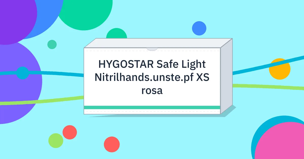 Symbolbild: Packung mit der Aufschrift HYGOSTAR Safe Light Nitrilhands.unste.pf XS rosa (PZN 20775393) – Verfügbarkeit und Bezug in Apotheken in Frankfurt am Main