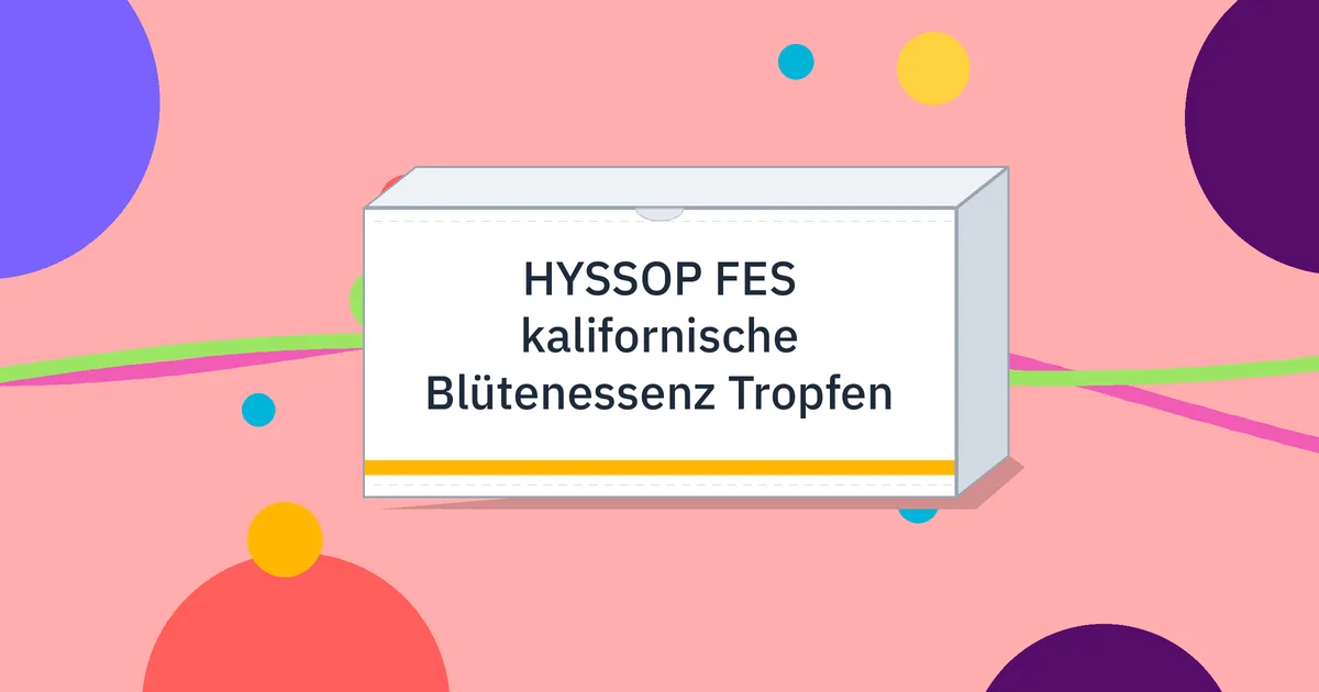 Symbolbild: Packung mit der Aufschrift HYSSOP FES kalifornische Blütenessenz Tropfen (PZN 18809883) – Verfügbarkeit und Bezug in Apotheken in Frankfurt am Main