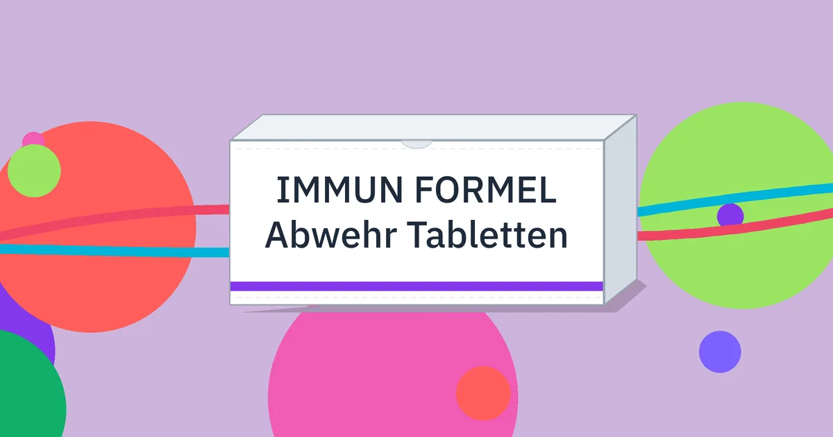 Symbolbild: Packung mit der Aufschrift IMMUN FORMEL Abwehr Tabletten (PZN 17890794) – Verfügbarkeit und Bezug in Apotheken in Frankfurt am Main