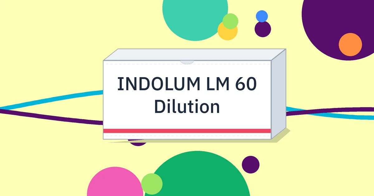 Symbolbild: Packung mit der Aufschrift INDOLUM LM 60 Dilution (PZN 13560278) – Verfügbarkeit und Bezug in Apotheken in Frankfurt am Main