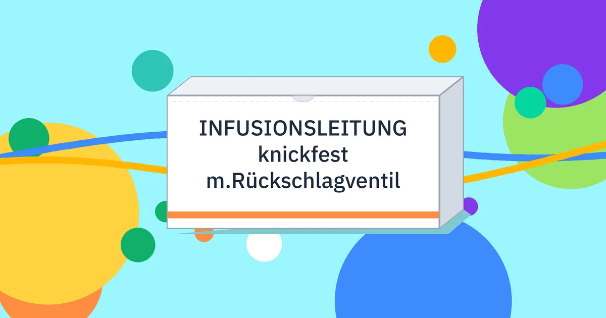 Symbolbild: Packung mit der Aufschrift INFUSIONSLEITUNG knickfest m.Rückschlagventil (PZN 00222841) – Verfügbarkeit und Bezug in Apotheken in Frankfurt am Main