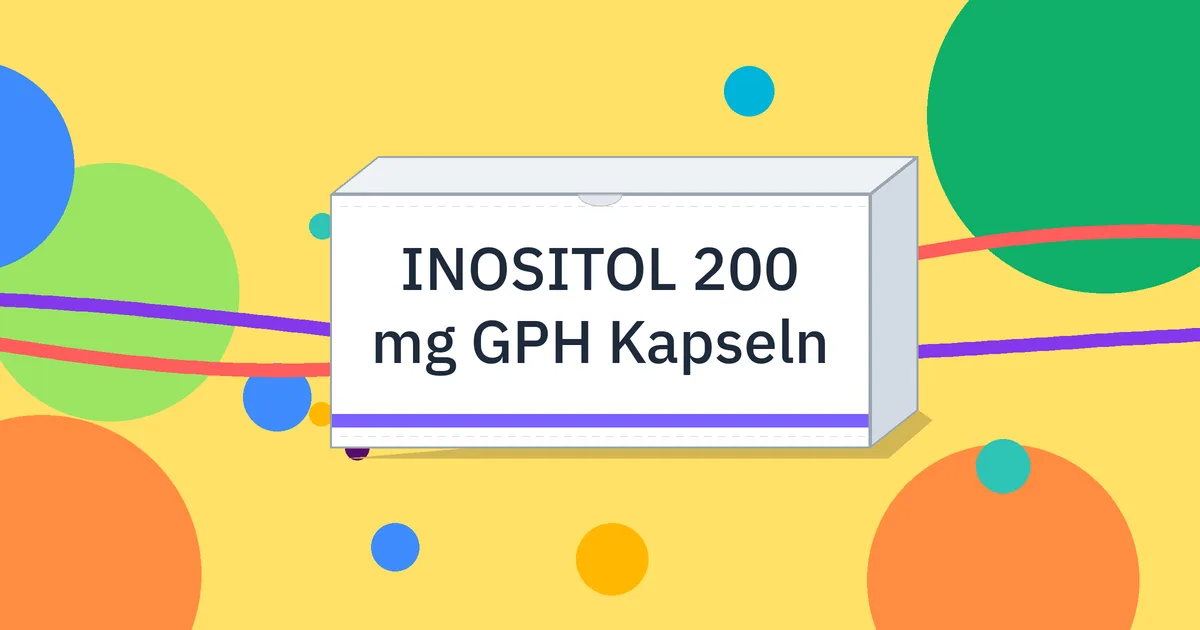 Symbolbild: Packung mit der Aufschrift INOSITOL 200 mg GPH Kapseln (PZN 03378271) – Verfügbarkeit und Bezug in Apotheken in Frankfurt am Main