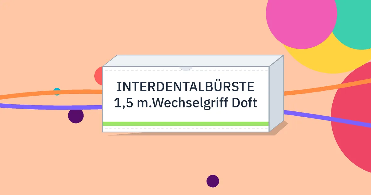 Symbolbild: Packung mit der Aufschrift INTERDENTALBÜRSTE 1,5 m.Wechselgriff Doft (PZN 03109513) – Verfügbarkeit und Bezug in Apotheken in Frankfurt am Main