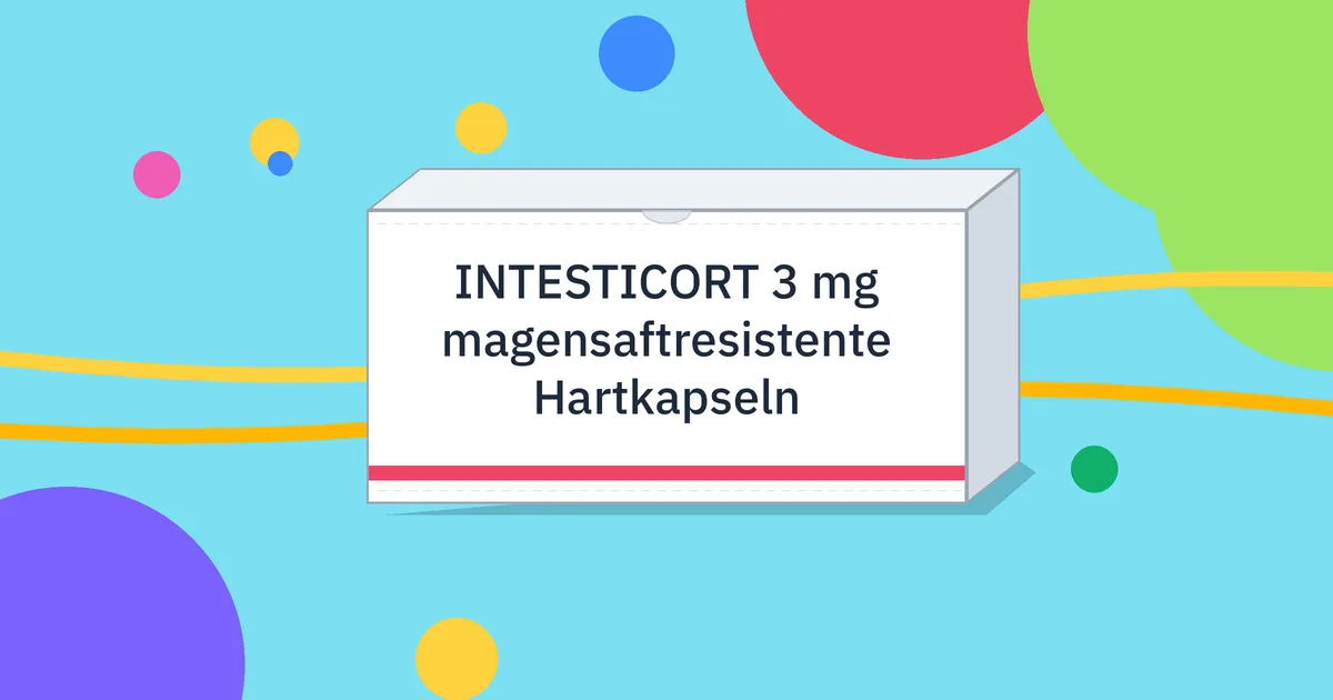 Symbolbild: Packung mit der Aufschrift INTESTICORT 3 mg magensaftresistente Hartkapseln (PZN 15637714) – Verfügbarkeit und Bezug in Apotheken in Frankfurt am Main