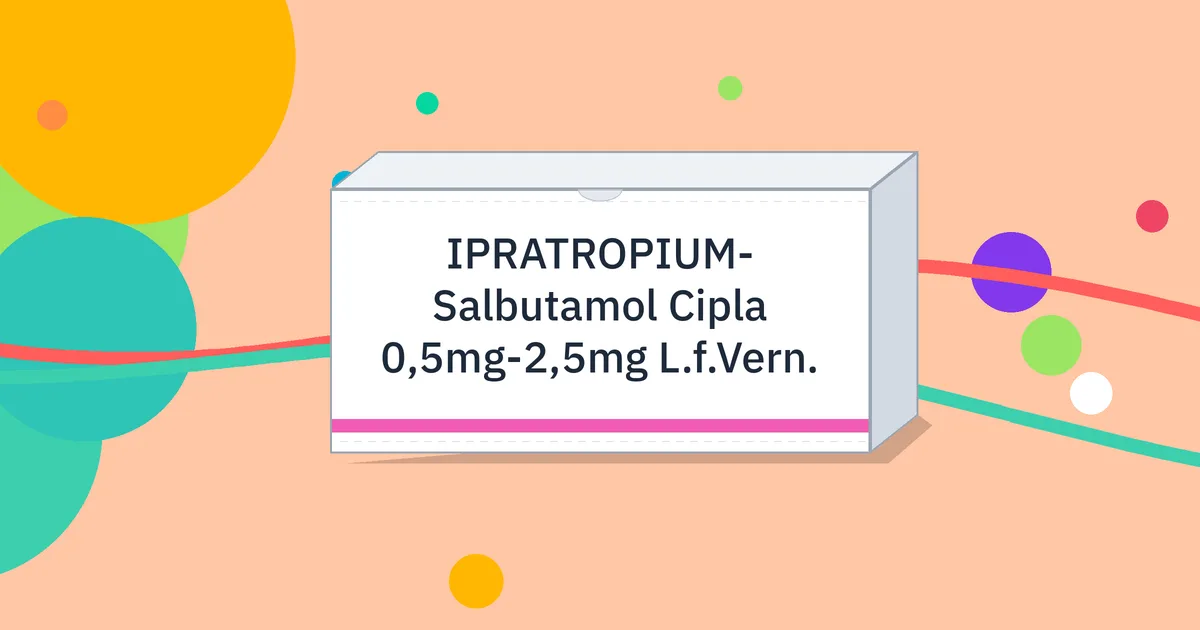 Symbolbild: Packung mit der Aufschrift IPRATROPIUM-Salbutamol Cipla 0,5mg-2,5mg L.f.Vern. (PZN 11715311) – Verfügbarkeit und Bezug in Apotheken in Frankfurt am Main