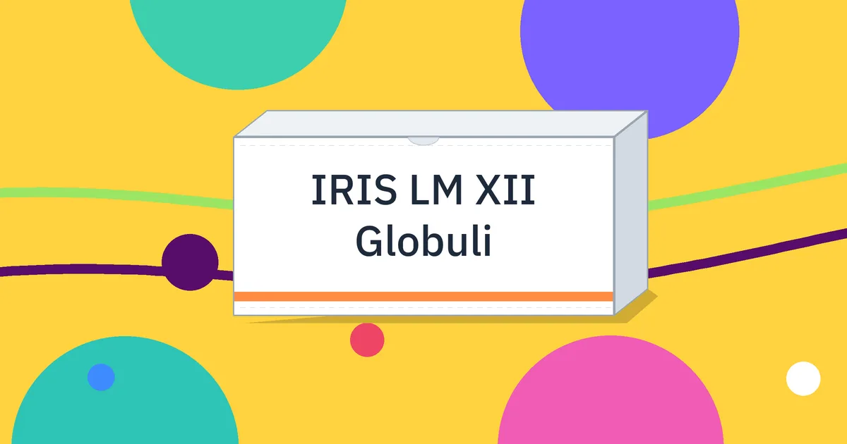 Symbolbild: Packung mit der Aufschrift IRIS LM XII Globuli (PZN 04505412) – Verfügbarkeit und Bezug in Apotheken in Frankfurt am Main