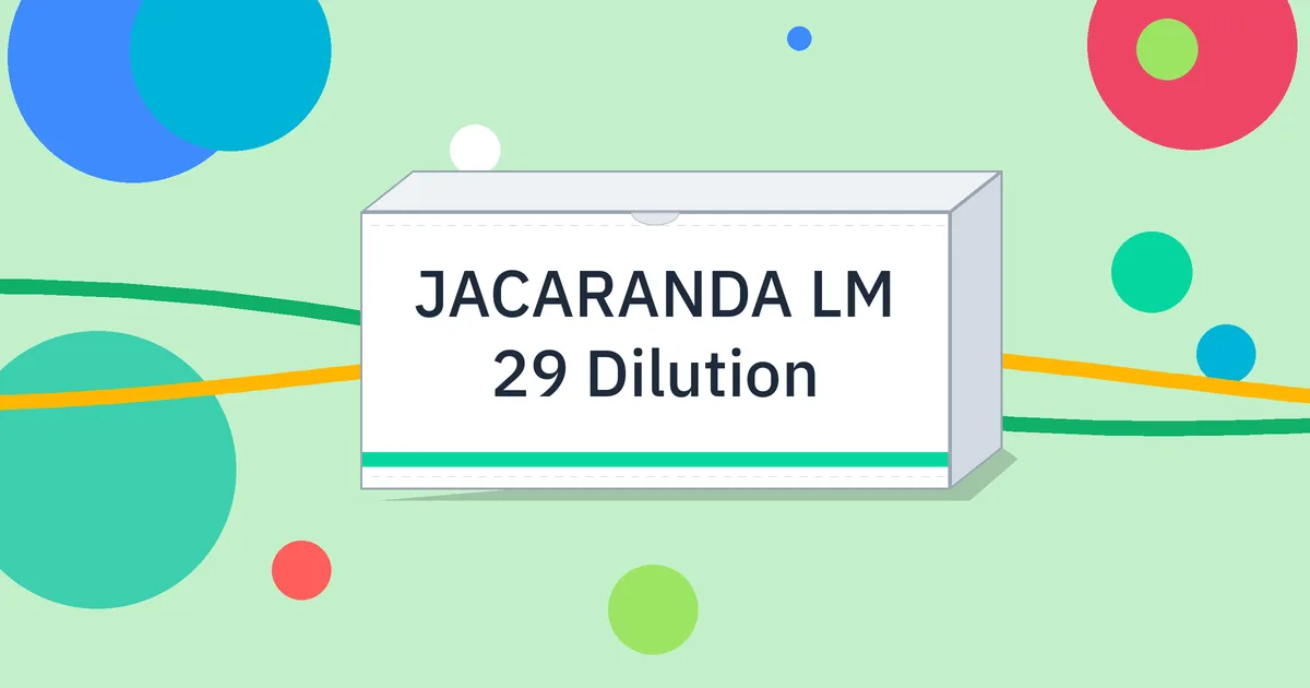 Symbolbild: Packung mit der Aufschrift JACARANDA LM 29 Dilution (PZN 13561591) – Verfügbarkeit und Bezug in Apotheken in Frankfurt am Main