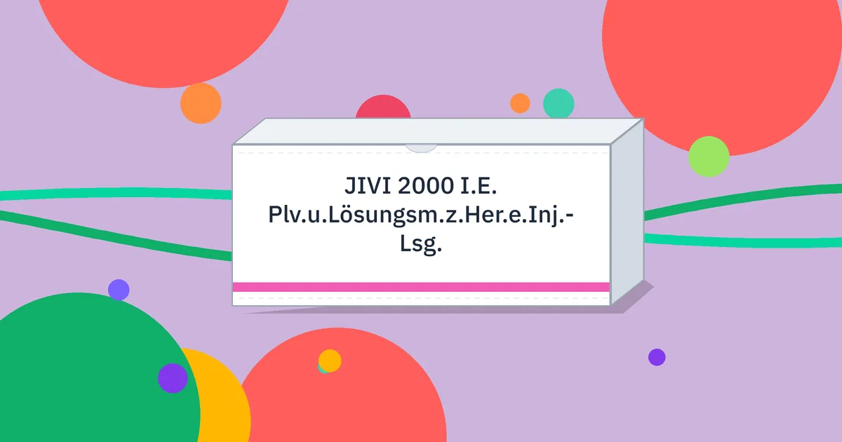 Symbolbild: Packung mit der Aufschrift JIVI 2000 I.E. Plv.u.Lösungsm.z.Her.e.Inj.-Lsg. (PZN 19816017) – Verfügbarkeit und Bezug in Apotheken in Frankfurt am Main
