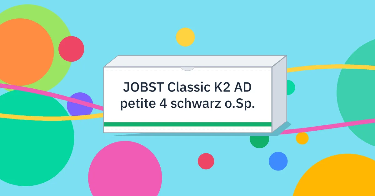 Symbolbild: Packung mit der Aufschrift JOBST Classic K2 AD petite 4 schwarz o.Sp. (PZN 11269538) – Verfügbarkeit und Bezug in Apotheken in Frankfurt am Main
