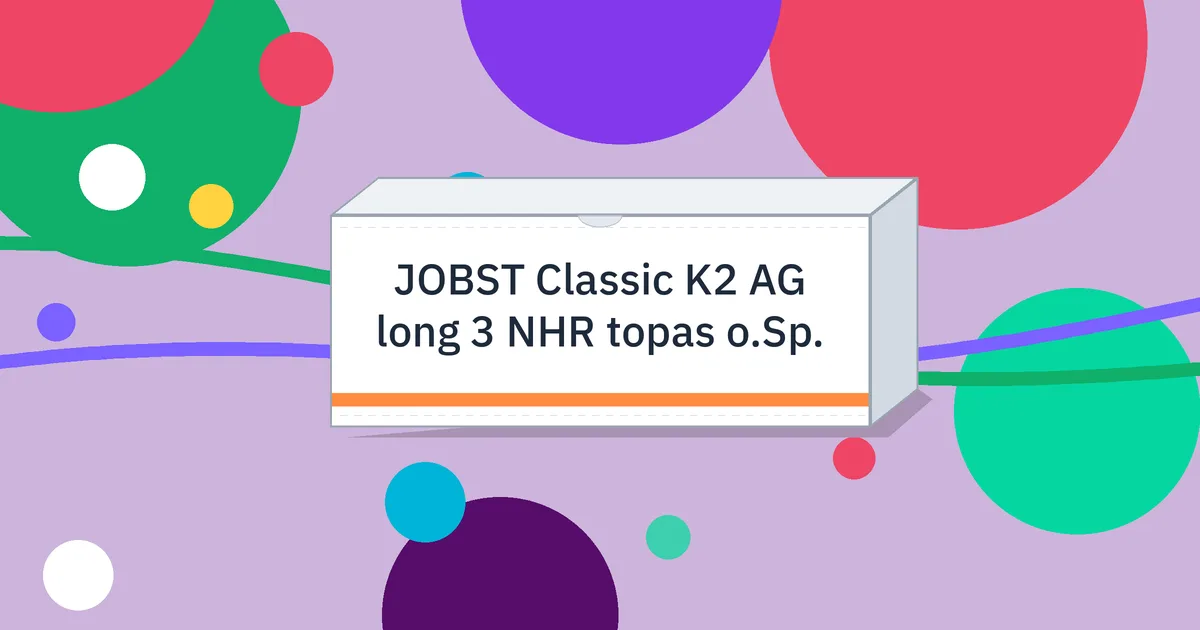 Symbolbild: Packung mit der Aufschrift JOBST Classic K2 AG long 3 NHR topas o.Sp. (PZN 13062758) – Verfügbarkeit und Bezug in Apotheken in Frankfurt am Main