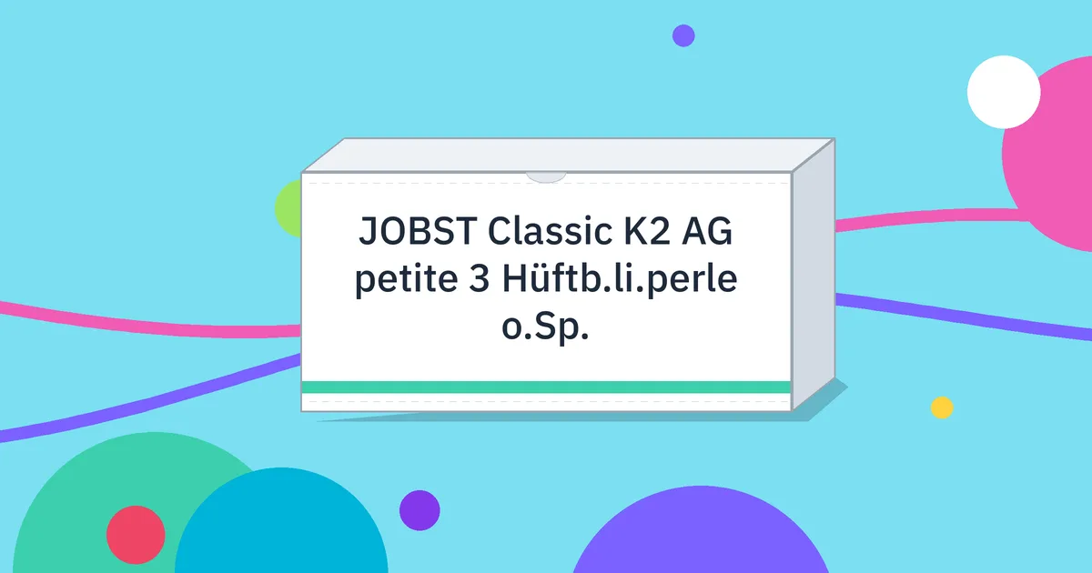 Symbolbild: Packung mit der Aufschrift JOBST Classic K2 AG petite 3 Hüftb.li.perle o.Sp. (PZN 13064504) – Verfügbarkeit und Bezug in Apotheken in Frankfurt am Main