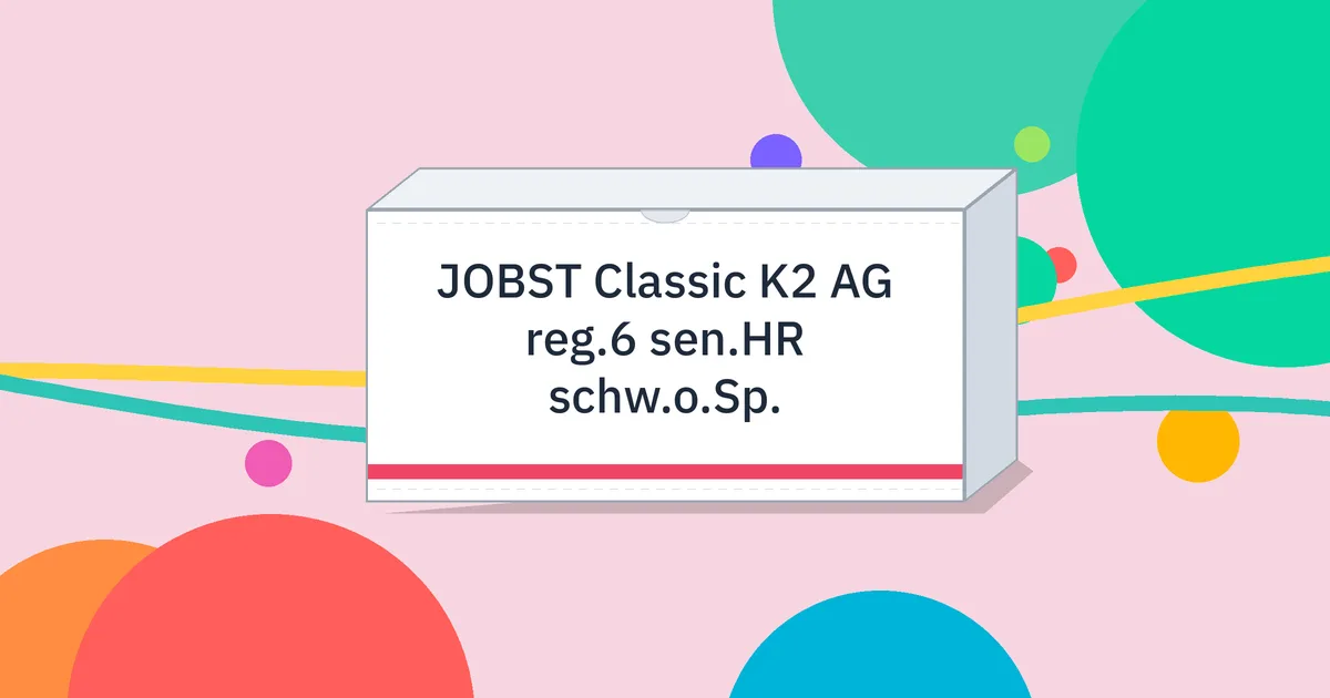 Symbolbild: Packung mit der Aufschrift JOBST Classic K2 AG reg.6 sen.HR schw.o.Sp. (PZN 17960112) – Verfügbarkeit und Bezug in Apotheken in Frankfurt am Main