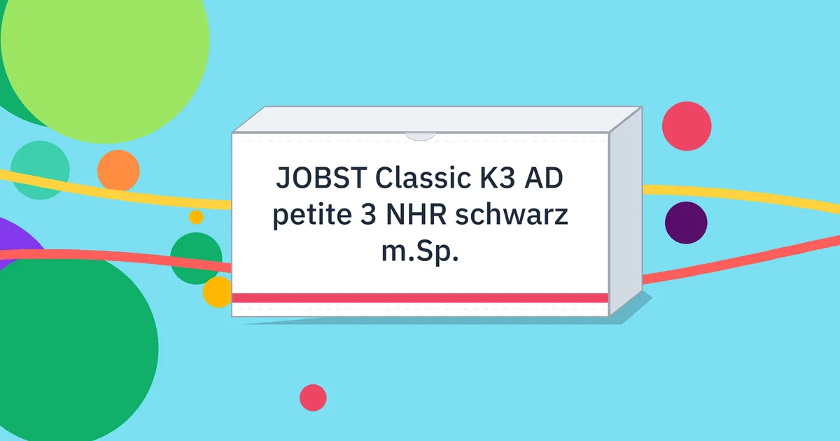 Symbolbild: Packung mit der Aufschrift JOBST Classic K3 AD petite 3 NHR schwarz m.Sp. (PZN 13069944) – Verfügbarkeit und Bezug in Apotheken in Frankfurt am Main