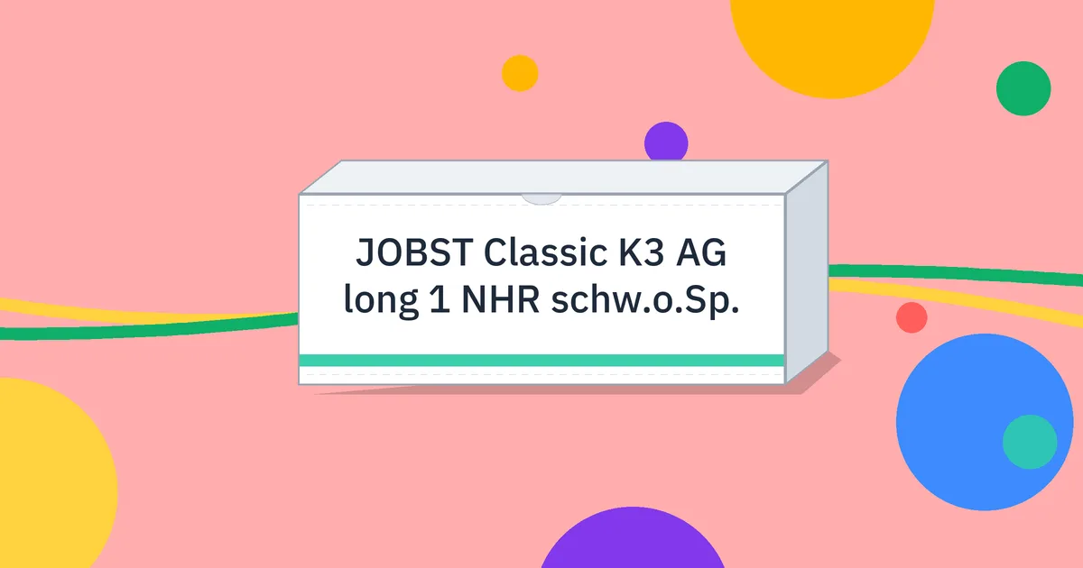 Symbolbild: Packung mit der Aufschrift JOBST Classic K3 AG long 1 NHR schw.o.Sp. (PZN 13072165) – Verfügbarkeit und Bezug in Apotheken in Frankfurt am Main