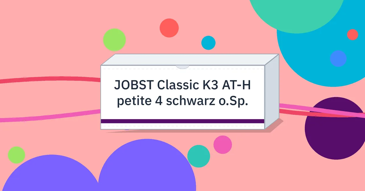 Symbolbild: Packung mit der Aufschrift JOBST Classic K3 AT-H petite 4 schwarz o.Sp. (PZN 13077033) – Verfügbarkeit und Bezug in Apotheken in Frankfurt am Main