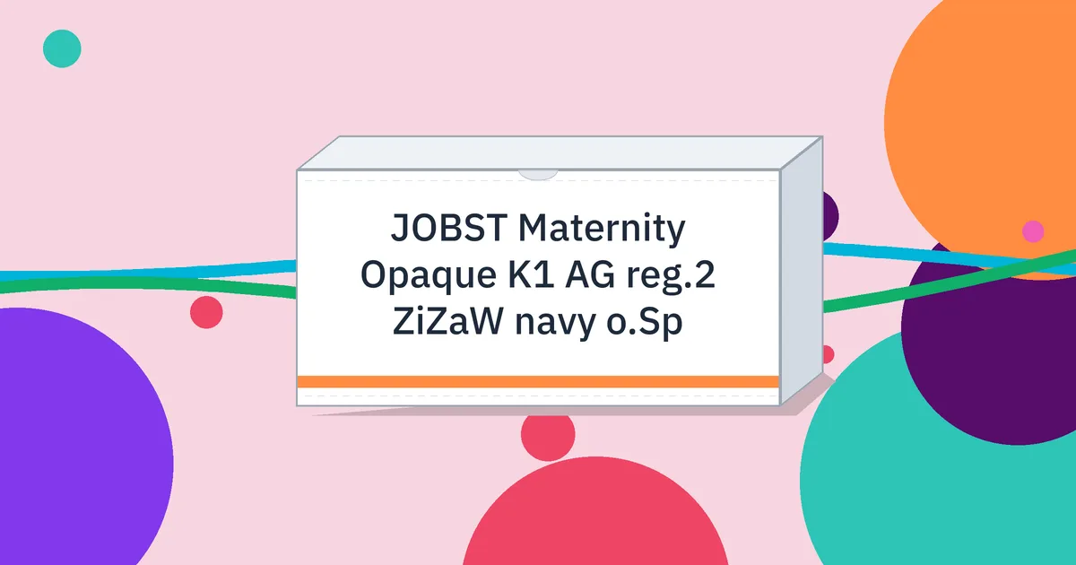 Symbolbild: Packung mit der Aufschrift JOBST Maternity Opaque K1 AG reg.2 ZiZaW navy o.Sp (PZN 15859432) – Verfügbarkeit und Bezug in Apotheken in Frankfurt am Main