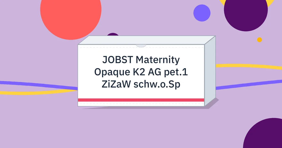 Symbolbild: Packung mit der Aufschrift JOBST Maternity Opaque K2 AG pet.1 ZiZaW schw.o.Sp (PZN 15853843) – Verfügbarkeit und Bezug in Apotheken in Frankfurt am Main