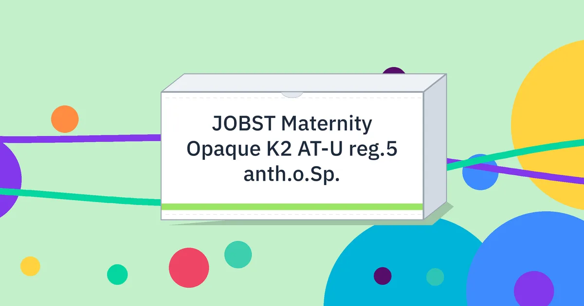 Symbolbild: Packung mit der Aufschrift JOBST Maternity Opaque K2 AT-U reg.5 anth.o.Sp. (PZN 15856511) – Verfügbarkeit und Bezug in Apotheken in Frankfurt am Main