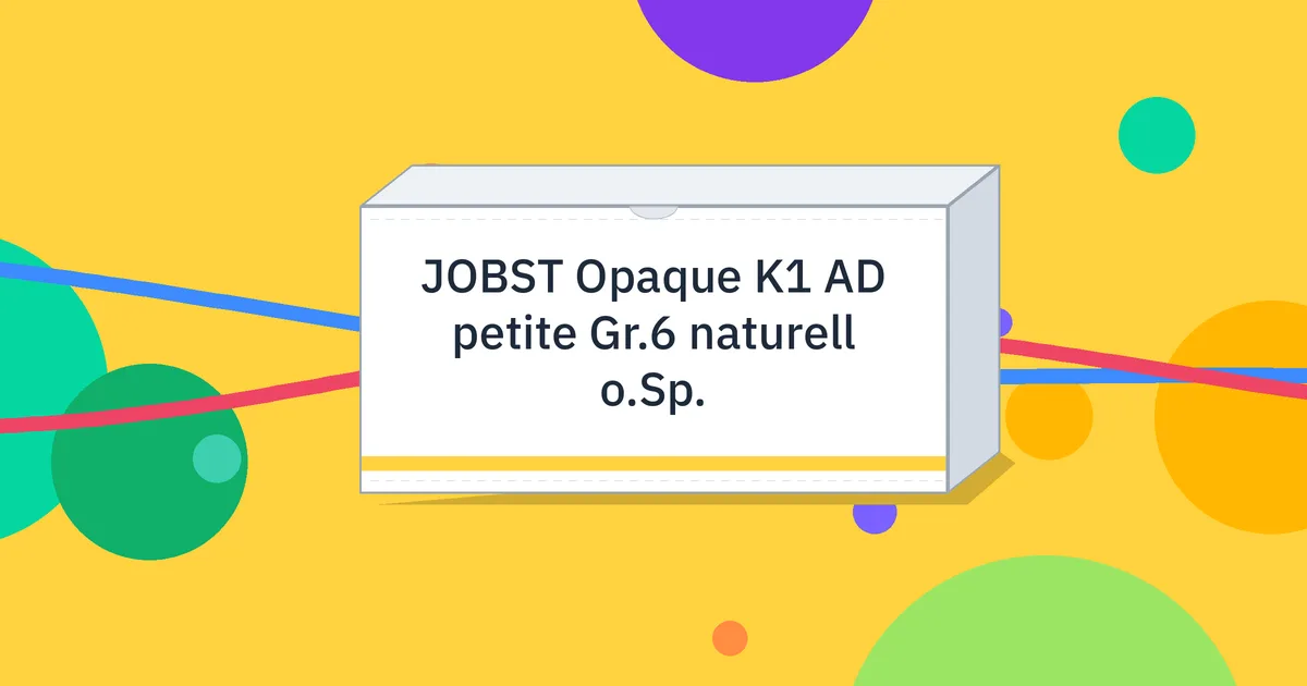 Symbolbild: Packung mit der Aufschrift JOBST Opaque K1 AD petite Gr.6 naturell o.Sp. (PZN 13080331) – Verfügbarkeit und Bezug in Apotheken in Frankfurt am Main