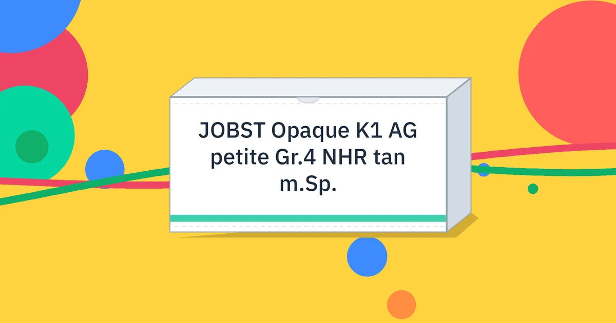 Symbolbild: Packung mit der Aufschrift JOBST Opaque K1 AG petite Gr.4 NHR tan m.Sp. (PZN 16269709) – Verfügbarkeit und Bezug in Apotheken in Frankfurt am Main
