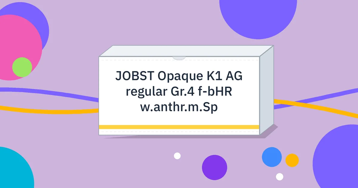Symbolbild: Packung mit der Aufschrift JOBST Opaque K1 AG regular Gr.4 f-bHR w.anthr.m.Sp (PZN 16268199) – Verfügbarkeit und Bezug in Apotheken in Frankfurt am Main