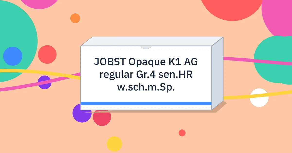 Symbolbild: Packung mit der Aufschrift JOBST Opaque K1 AG regular Gr.4 sen.HR w.sch.m.Sp. (PZN 13093345) – Verfügbarkeit und Bezug in Apotheken in Frankfurt am Main