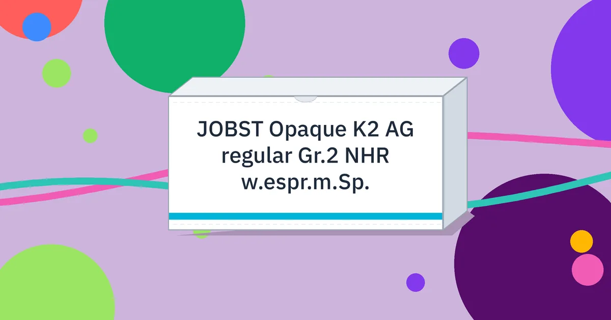 Symbolbild: Packung mit der Aufschrift JOBST Opaque K2 AG regular Gr.2 NHR w.espr.m.Sp. (PZN 16282294) – Verfügbarkeit und Bezug in Apotheken in Frankfurt am Main