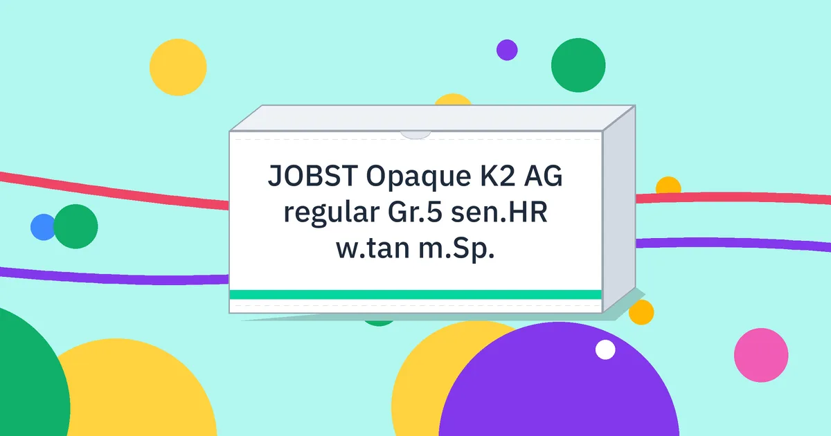 Symbolbild: Packung mit der Aufschrift JOBST Opaque K2 AG regular Gr.5 sen.HR w.tan m.Sp. (PZN 16281633) – Verfügbarkeit und Bezug in Apotheken in Frankfurt am Main