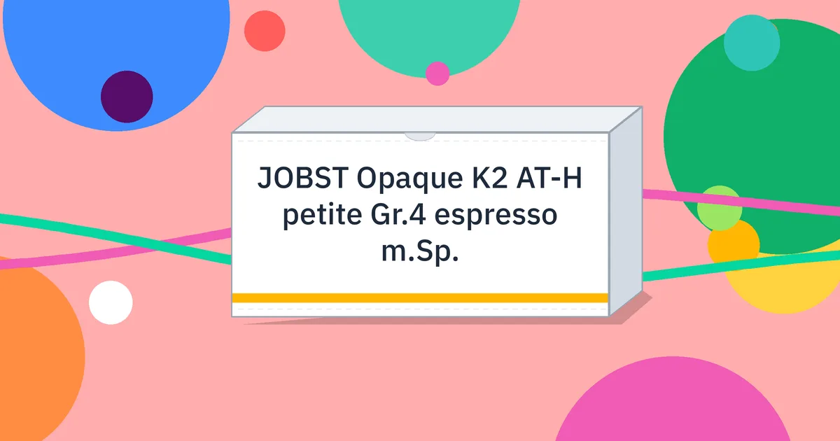 Symbolbild: Packung mit der Aufschrift JOBST Opaque K2 AT-H petite Gr.4 espresso m.Sp. (PZN 16291809) – Verfügbarkeit und Bezug in Apotheken in Frankfurt am Main