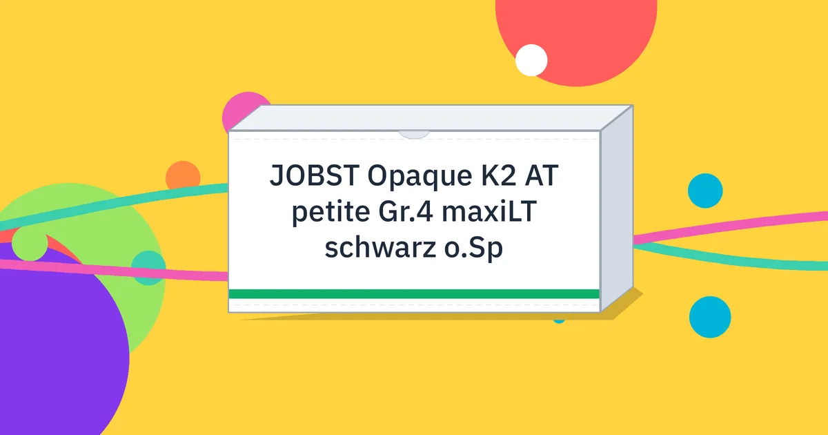 Symbolbild: Packung mit der Aufschrift JOBST Opaque K2 AT petite Gr.4 maxiLT schwarz o.Sp (PZN 13119346) – Verfügbarkeit und Bezug in Apotheken in Frankfurt am Main