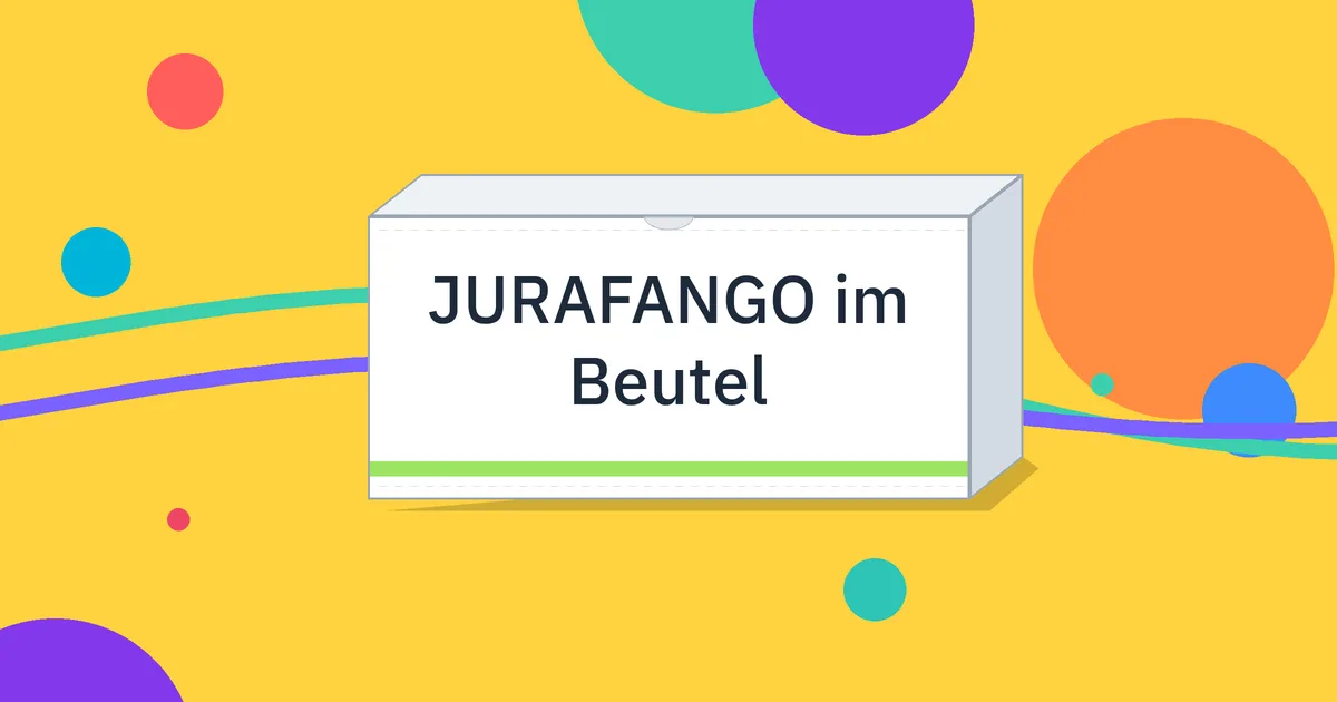 Symbolbild: Packung mit der Aufschrift JURAFANGO im Beutel (PZN 05395598) – Verfügbarkeit und Bezug in Apotheken in Frankfurt am Main