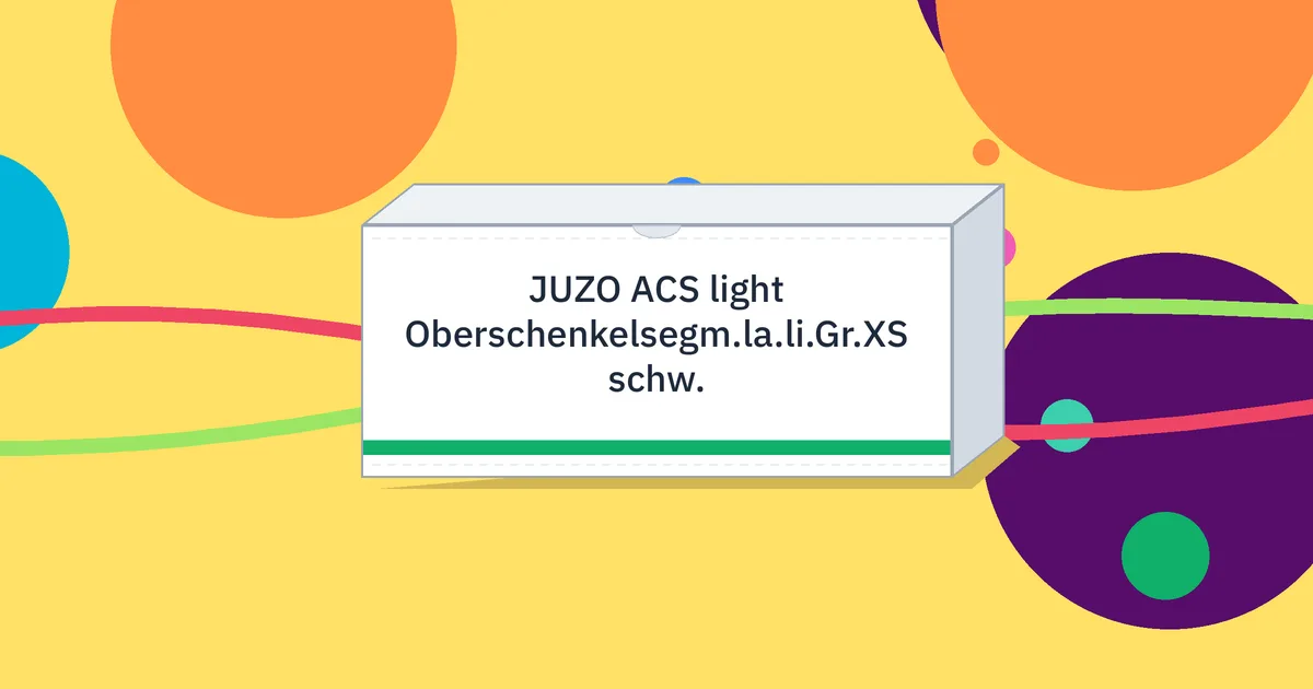 Symbolbild: Packung mit der Aufschrift JUZO ACS light Oberschenkelsegm.la.li.Gr.XS schw. (PZN 13576032) – Verfügbarkeit und Bezug in Apotheken in Frankfurt am Main