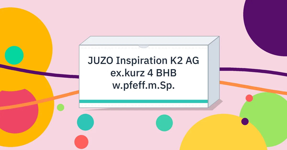 Symbolbild: Packung mit der Aufschrift JUZO Inspiration K2 AG ex.kurz 4 BHB w.pfeff.m.Sp. (PZN 14851115) – Verfügbarkeit und Bezug in Apotheken in Frankfurt am Main