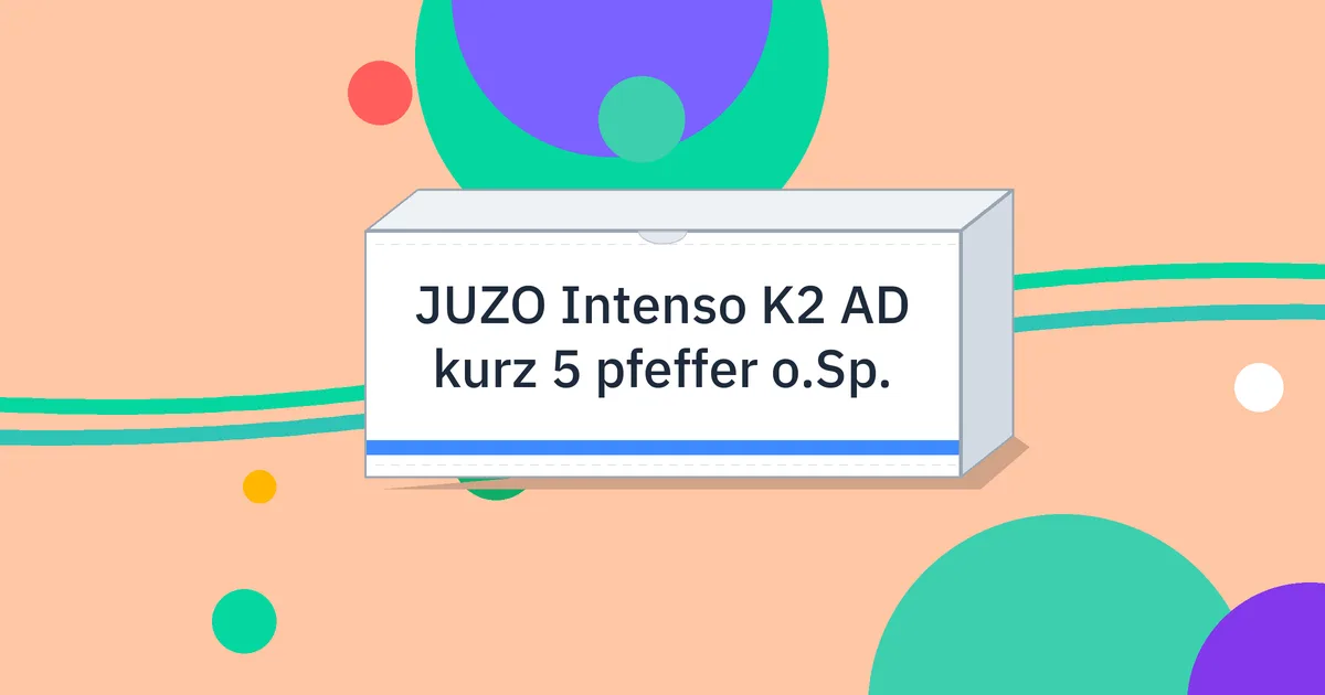 Symbolbild: Packung mit der Aufschrift JUZO Intenso K2 AD kurz 5 pfeffer o.Sp. (PZN 18617913) – Verfügbarkeit und Bezug in Apotheken in Frankfurt am Main