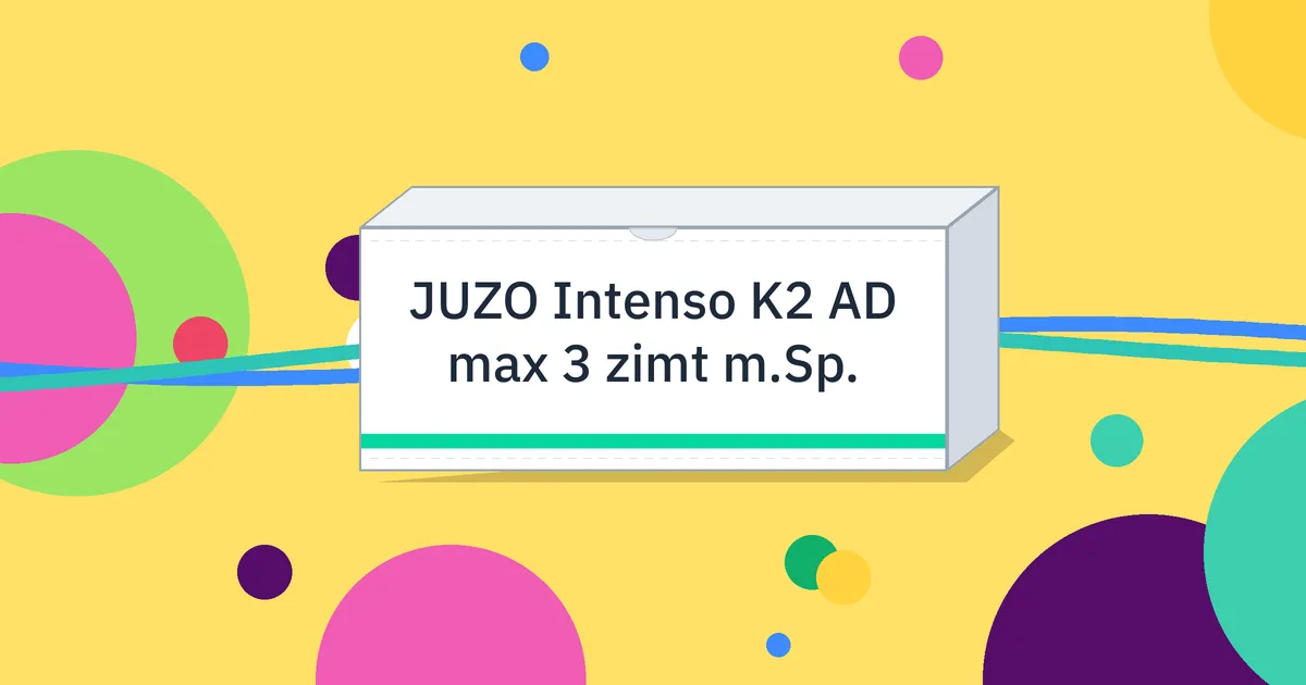 Symbolbild: Packung mit der Aufschrift JUZO Intenso K2 AD max 3 zimt m.Sp. (PZN 18609121) – Verfügbarkeit und Bezug in Apotheken in Frankfurt am Main
