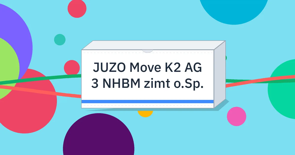 Symbolbild: Packung mit der Aufschrift JUZO Move K2 AG 3 NHBM zimt o.Sp. (PZN 18525269) – Verfügbarkeit und Bezug in Apotheken in Frankfurt am Main