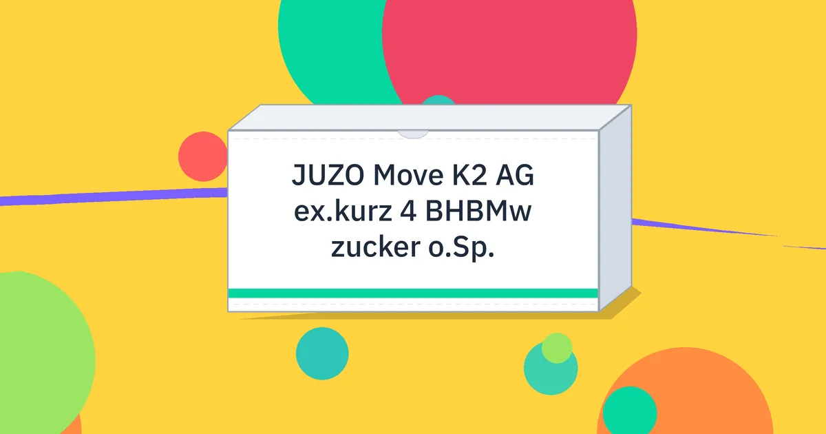 Symbolbild: Packung mit der Aufschrift JUZO Move K2 AG ex.kurz 4 BHBMw zucker o.Sp. (PZN 18534647) – Verfügbarkeit und Bezug in Apotheken in Frankfurt am Main