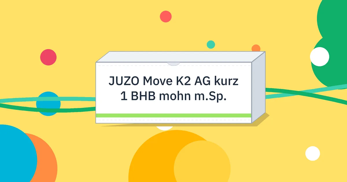 Symbolbild: Packung mit der Aufschrift JUZO Move K2 AG kurz 1 BHB mohn m.Sp. (PZN 18559765) – Verfügbarkeit und Bezug in Apotheken in Frankfurt am Main